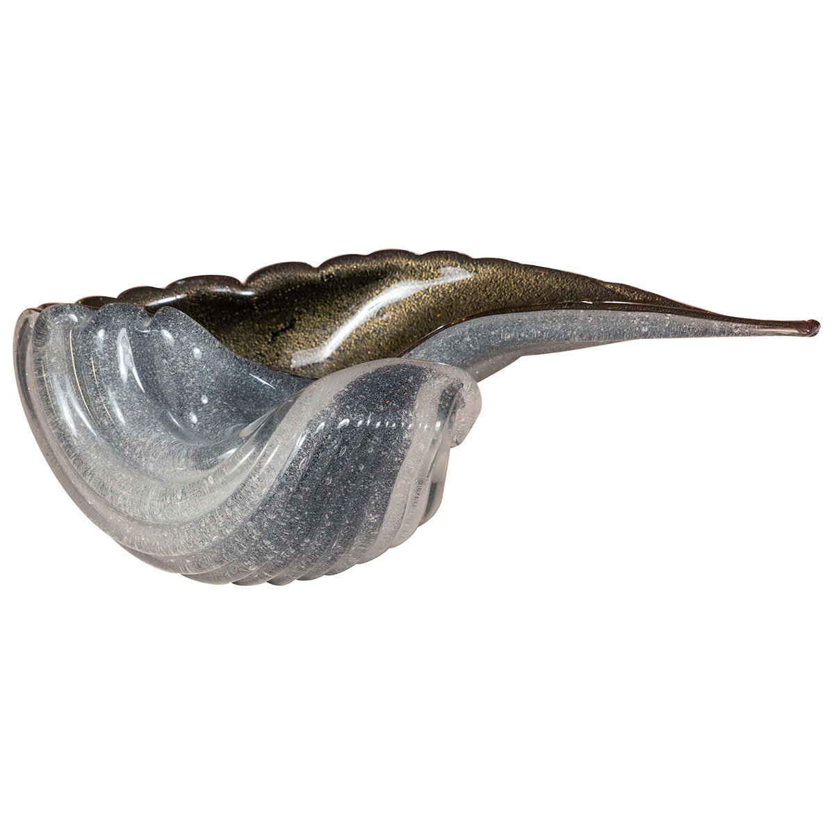 Black Murano glass shell form bowl | Bowls | John Salibello