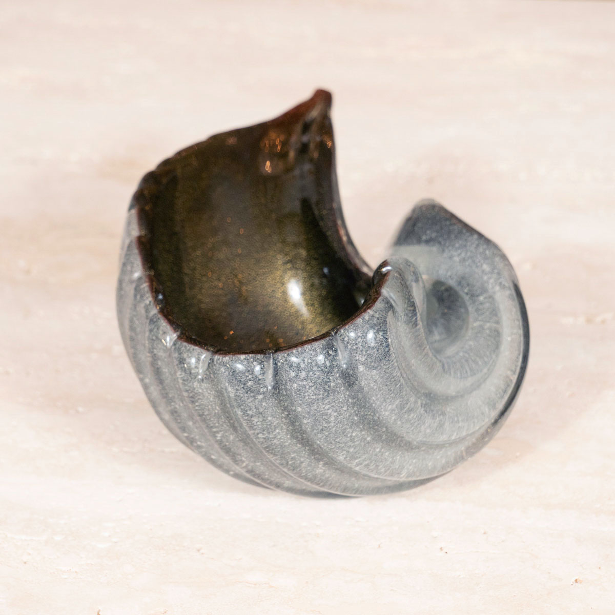 Black Murano glass shell form bowl | Bowls | John Salibello