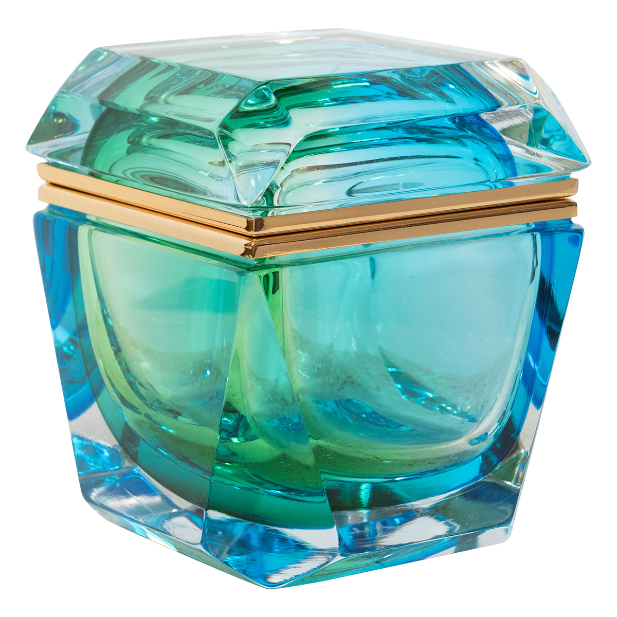 Small faceted square Murano glass box | Boxes | John Salibello