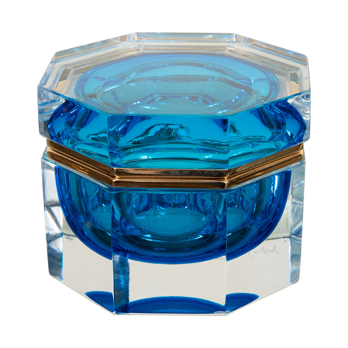 Octagonal peacock blue Murano glass box | Boxes | John Salibello