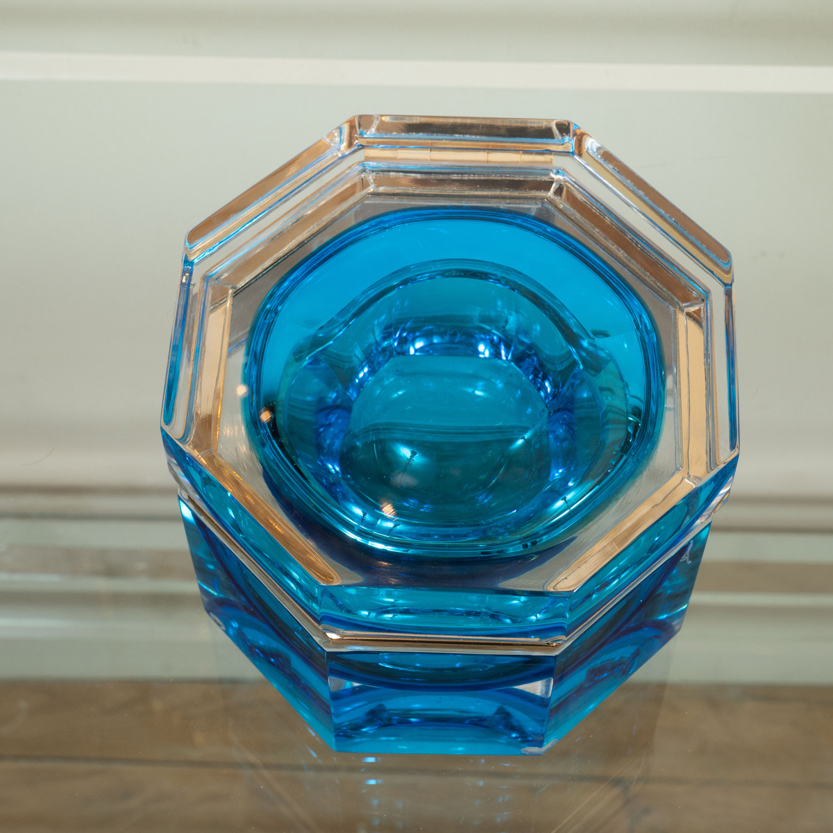 Octagonal peacock blue Murano glass box | Boxes | John Salibello