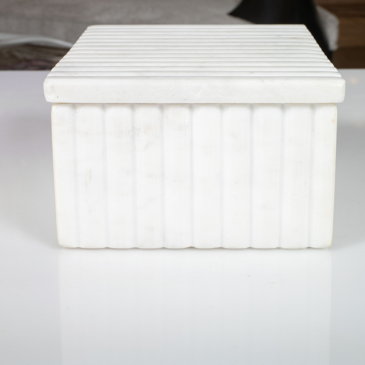 Rectangular white marble stone box | Boxes | John Salibello
