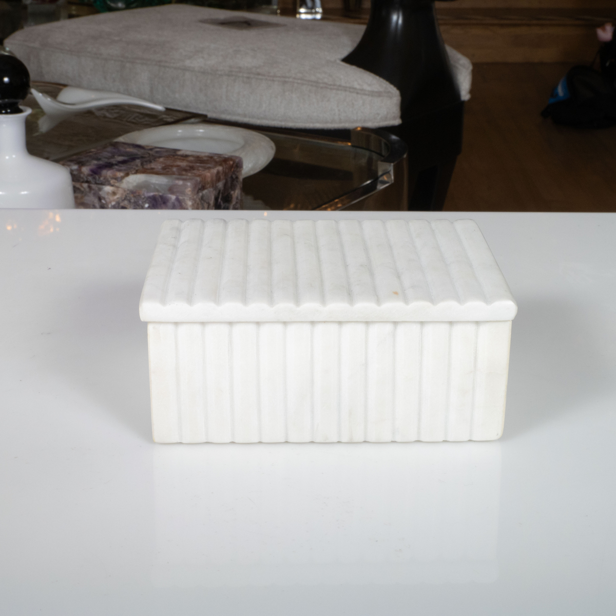 Rectangular white marble stone box | Boxes | John Salibello