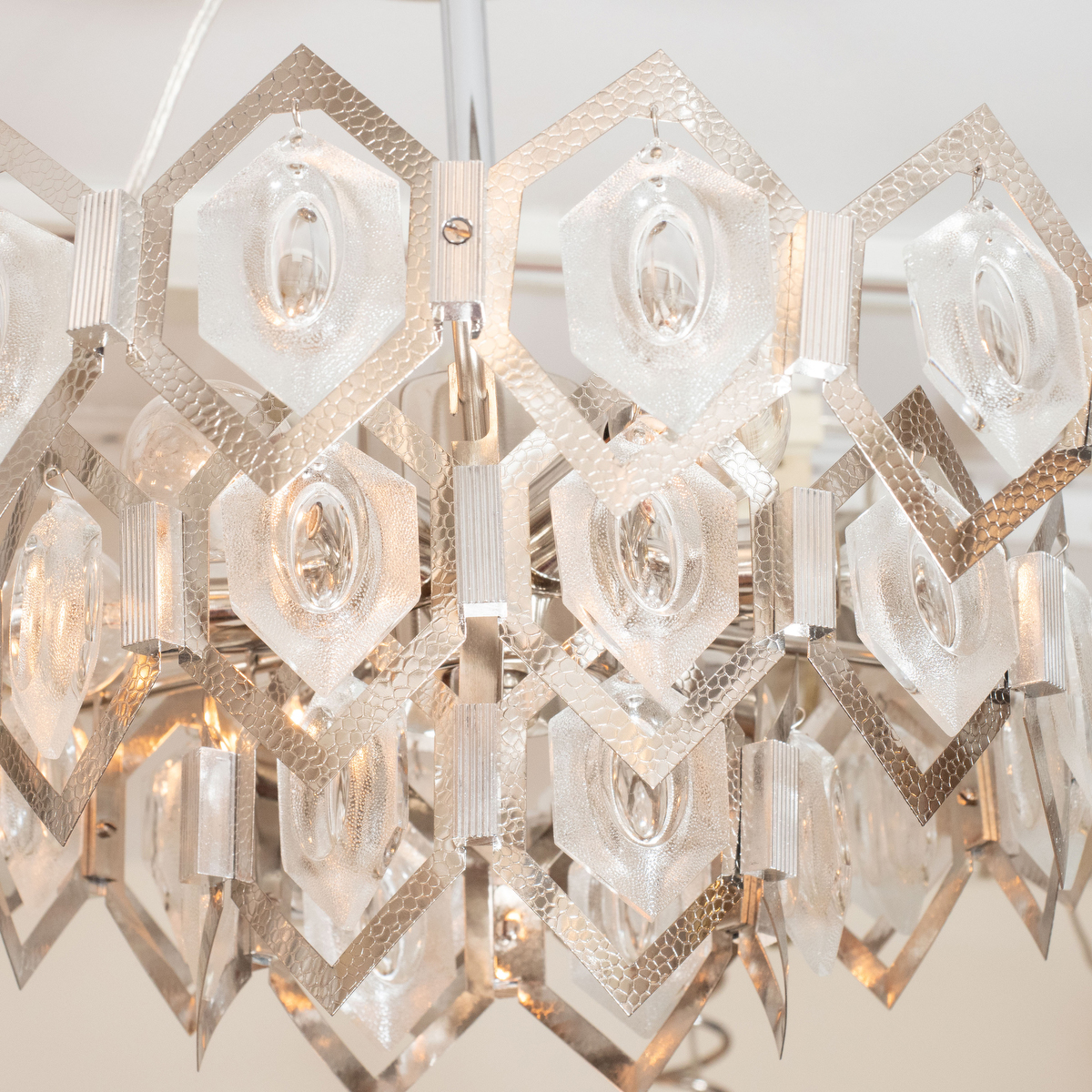 Ceiling fixture composed of diamond shape elements | Chandeliers ...