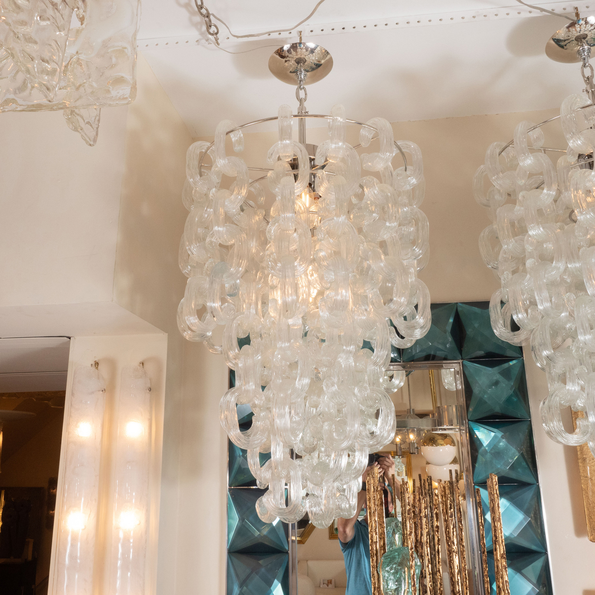 Chandelier composed of clear chain link glass | Chandeliers & Pendants ...