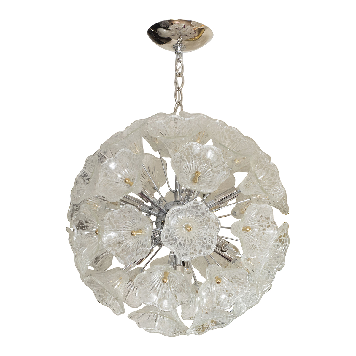 Spherical pendant composed of clear glass flowers | Chandeliers ...