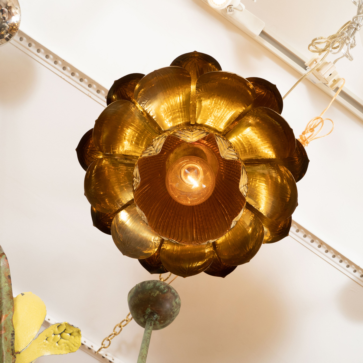 Brass lotus form pendant ceiling fixture | Chandeliers & Pendants ...