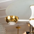 Brass ceiling fixture with etched glass shade | Chandeliers & Pendants ...