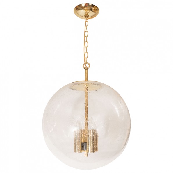 Brass pendant with clear glass spherical shade | Chandeliers & Pendants ...